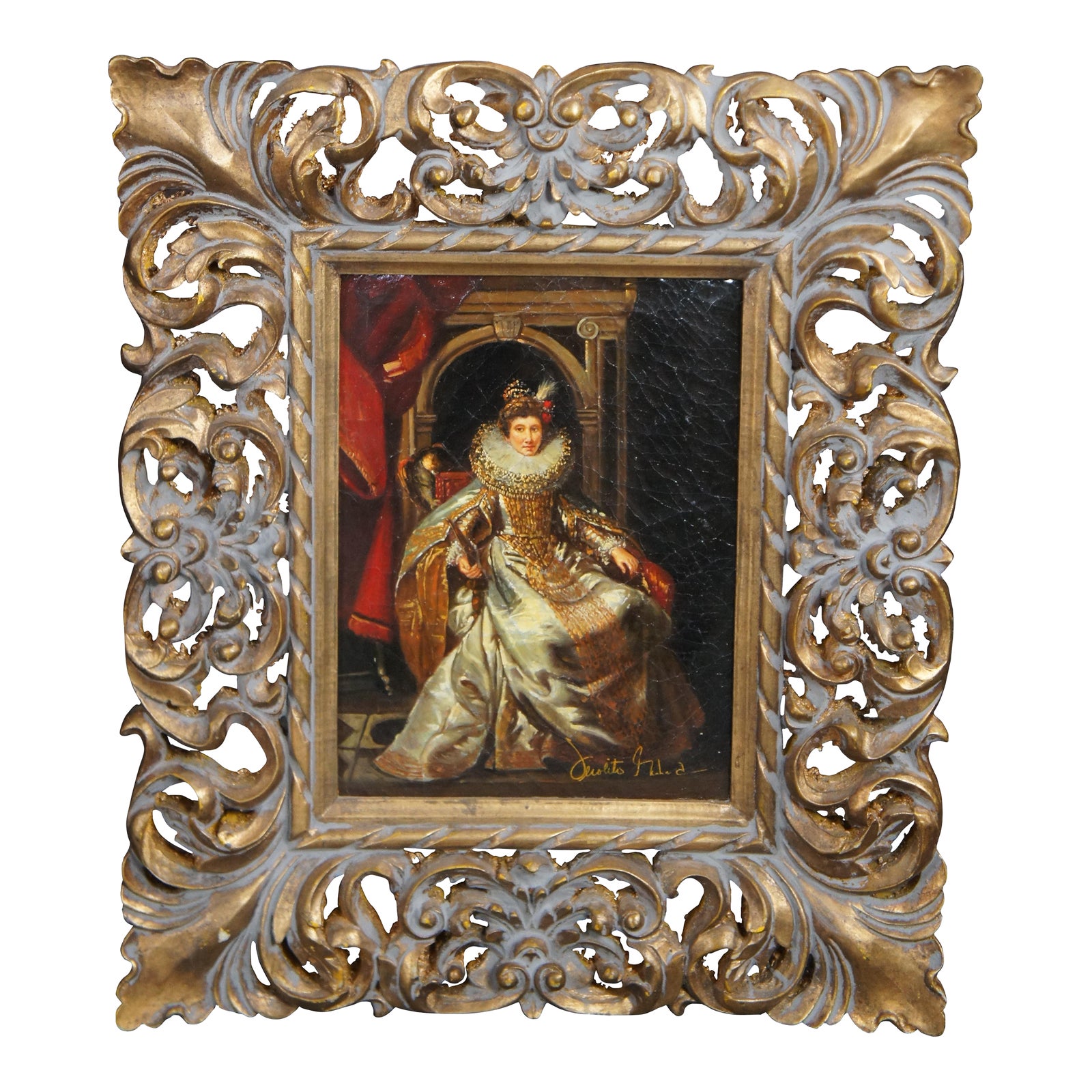 Late 20th Century Portrait of Maria Serra Pallavicino Oil Painting After Peter Paul Rubens ...