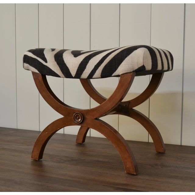 Neoclassical Footstool in Ralph Lauren Zebra Print Fabric | Chairish
