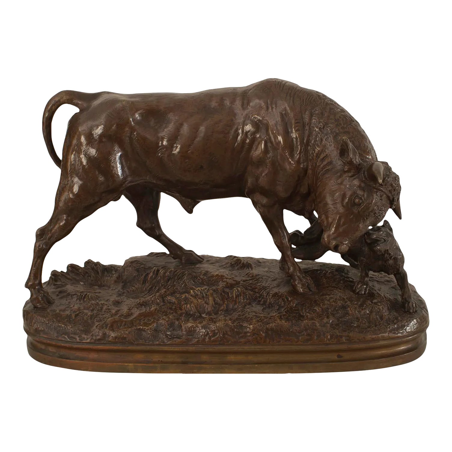 French Bronze Bull and Dog | Chairish