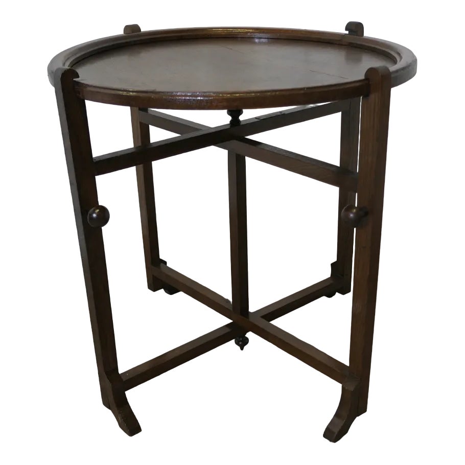 Revertable Oak Campaign Butlers Table, 1930s | Chairish