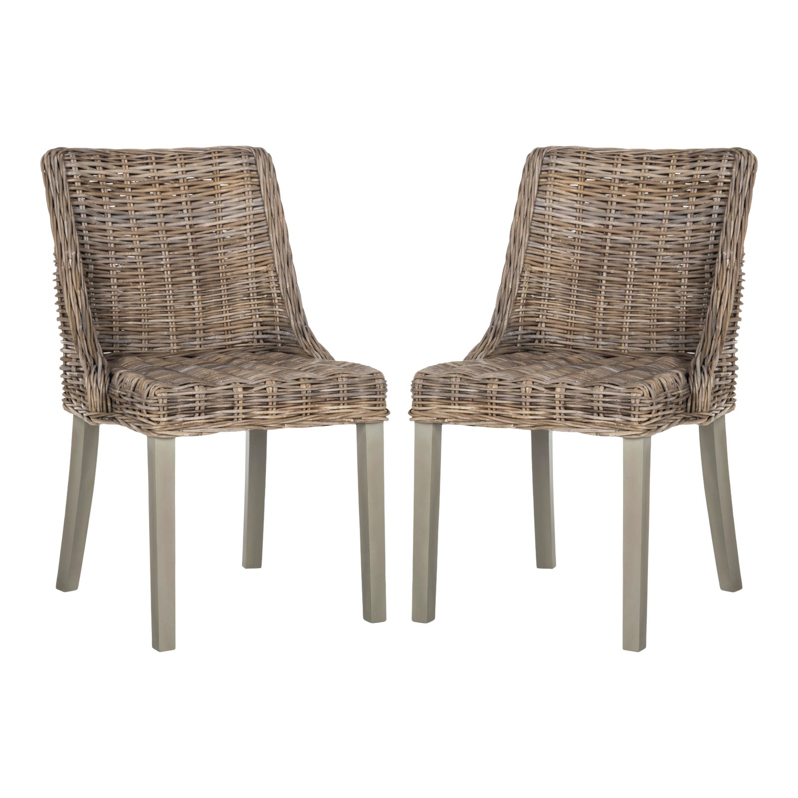 18''H Wicker Dining Chair With Leather Handle in Natural - a Pair ...