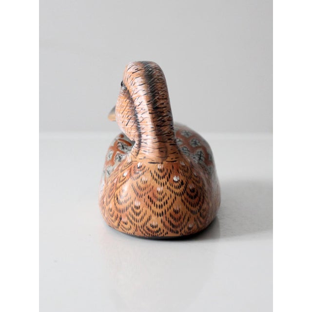 Vintage Hand Painted Carved Wood Duck | Chairish