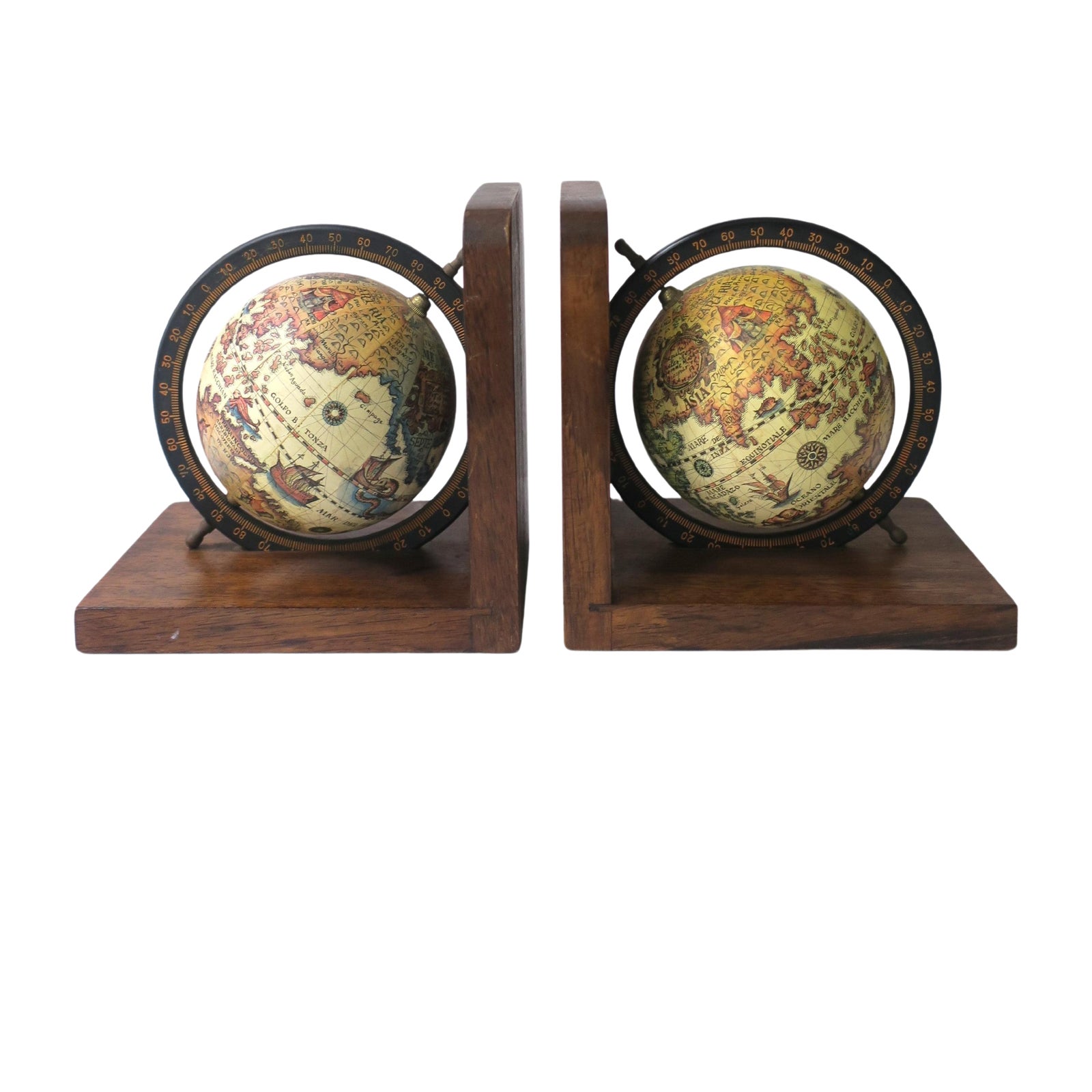 World Globe Bookends - A Pair | Chairish
