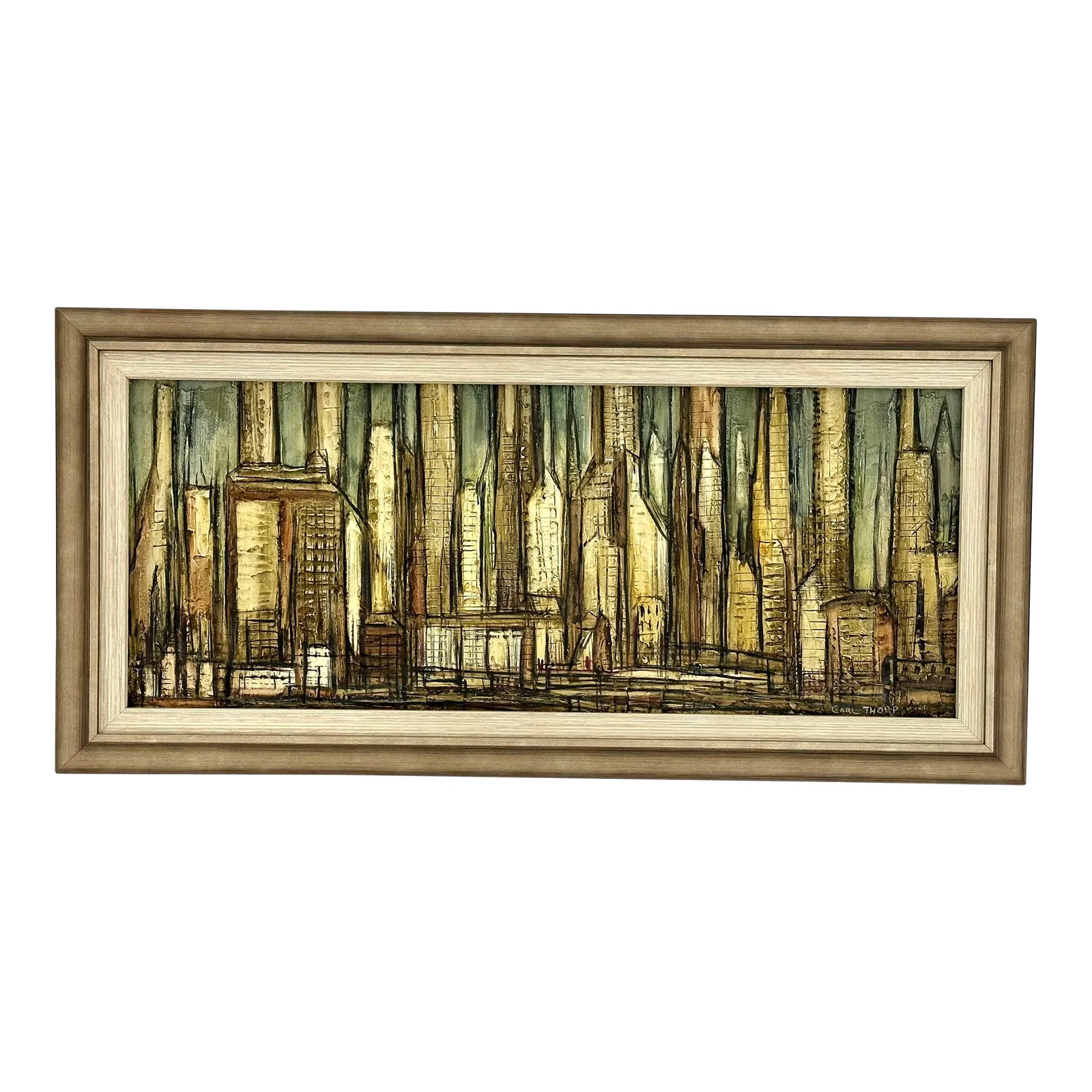 Original Signed Carl Thorp Oil Painting of Nyc | Chairish