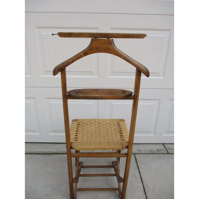 Mid-Century Modern Italian Wood and Caned Seat Valet or Butler Chair ...