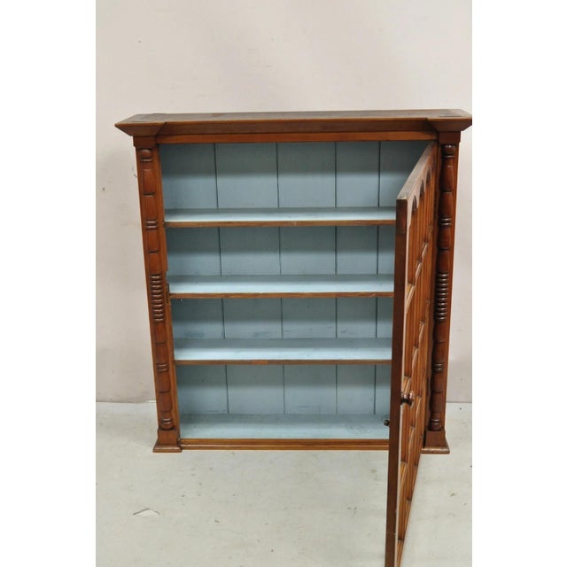 Antique American Colonial Cherry Wood Wavy Glass Door China Cabinet ...