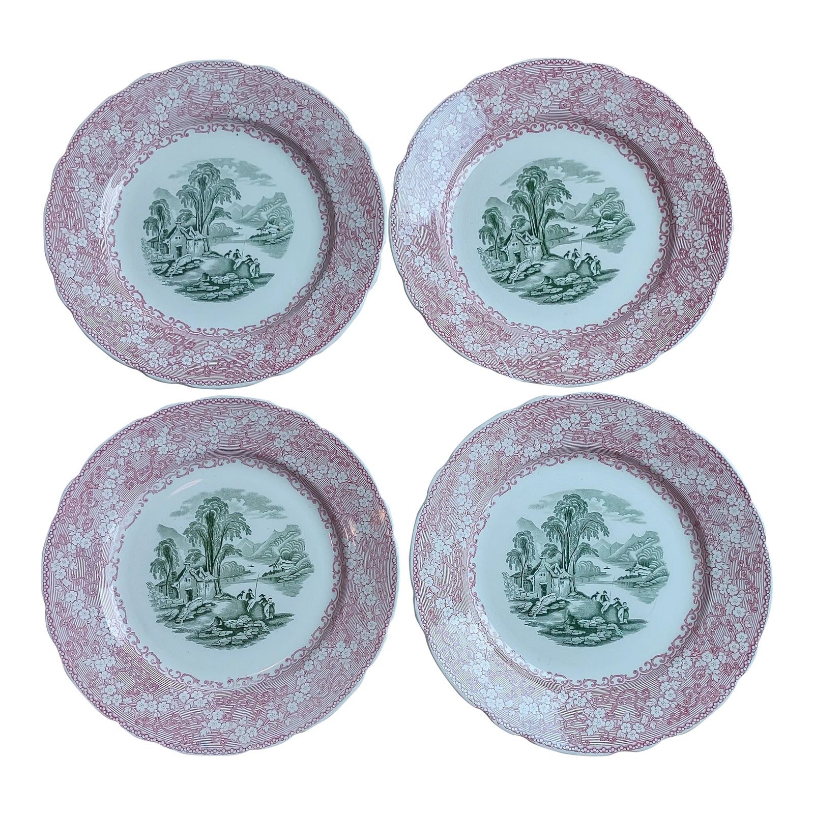 Early 20th Century Royal Cauldon Plates- Set of 4 | Chairish