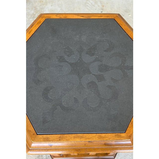 Drexel Esperanto Hexagonal Slate Top Side Table / Cabinet | Chairish