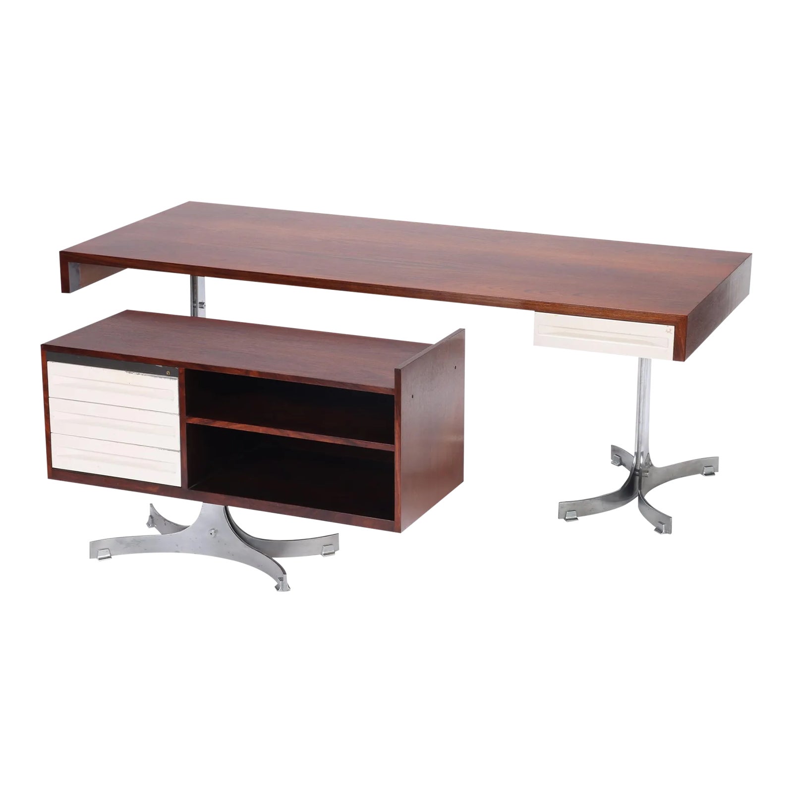 Mid 20th Century Italian Two Part L-Shaped Desk | Chairish