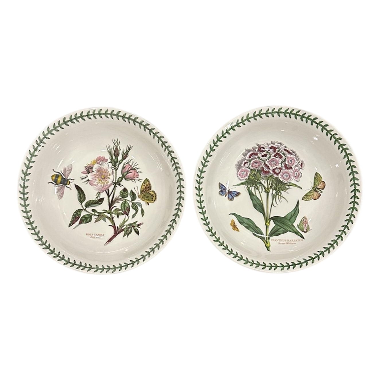 Portmeirion Botanic Garden Low Rim Soup / Pasta Bowls Floral / Flower ...