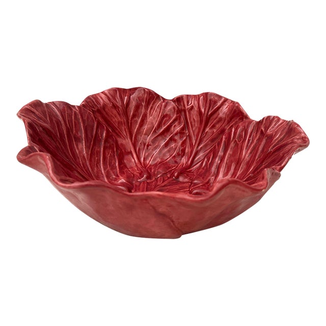 Vintage Handmade Red Cabbage Leaf Bowl by Jan Pugh | Chairish