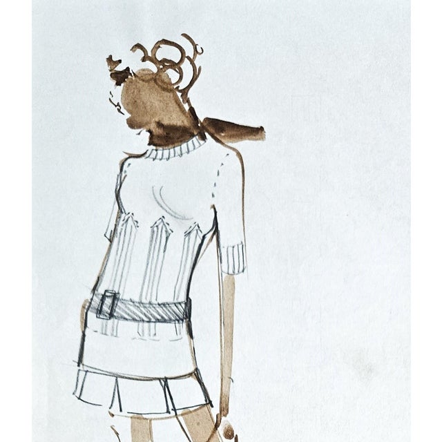 1961Mid-Century Original Couture French Fashion Drawing by Pierre ...