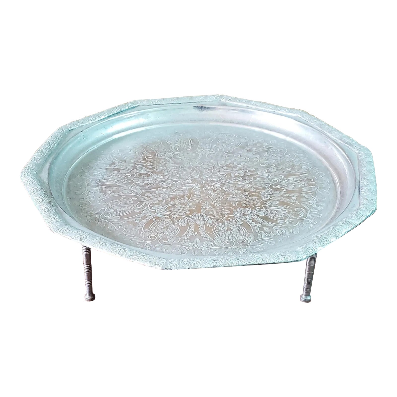 Vintage Plated Silver Tea Serving Tray / Traditional Mint Tea Ceremony ...