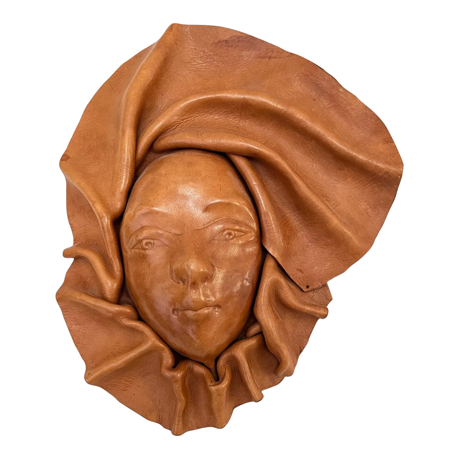 Vintage Female Leather Wall Hanging | Chairish