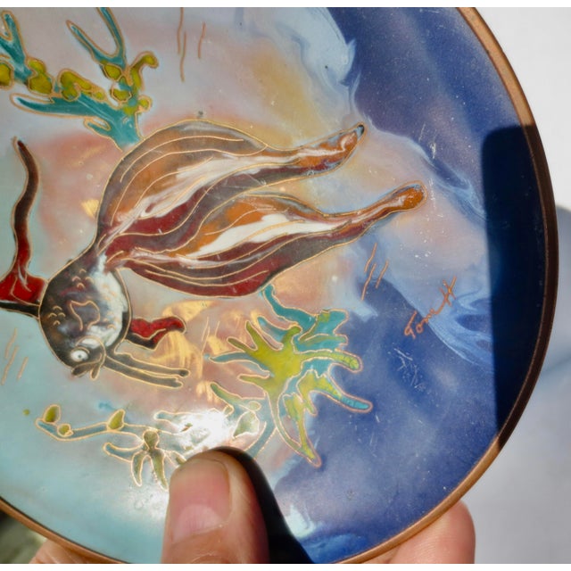 Enamel and Copper Goldfish Dish by Tom H Holland | Chairish