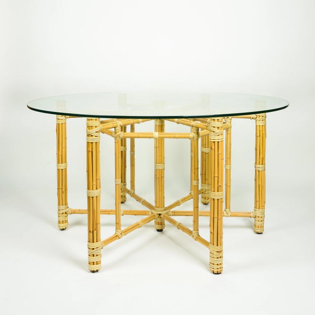 A Bamboo and Glass Round Dining Table | Chairish