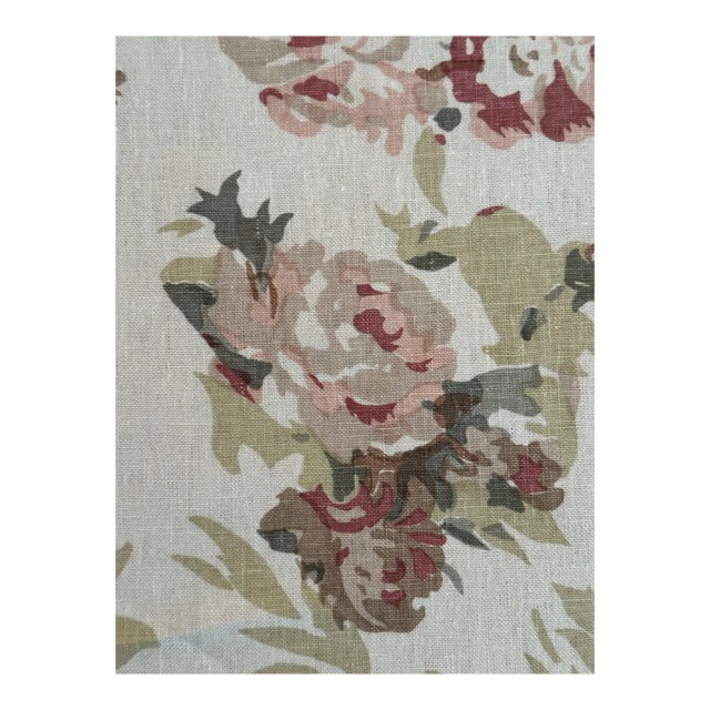 Penny Morrison Fabric Hand Printed Pink Petal 3 Yards | Chairish