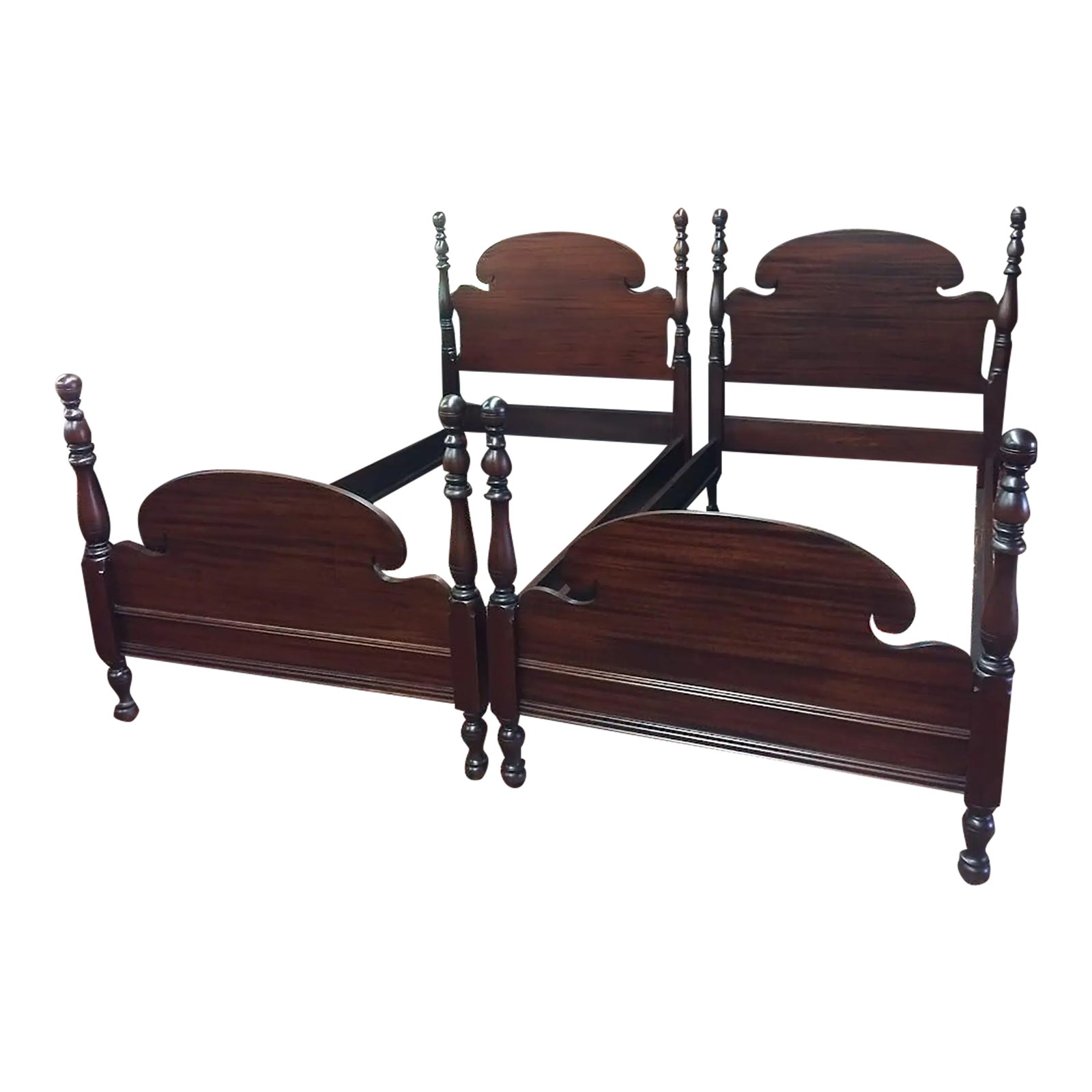 Vintage Twin Beds, Mahogany Twin Beds, Federal Style Twin Bedframes ...