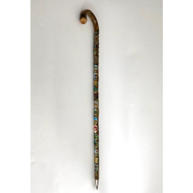 Antique German Walking Stick W/37 Badges | Chairish