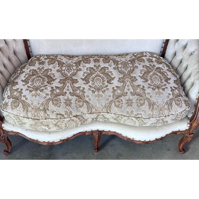 Pair of Victorian Carved Walnut Button Back Sofa, Circa 1890 | Chairish