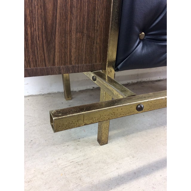 Mid Century Modern Dry Bar With Storage Shelving & Black Tufted Vinyl ...