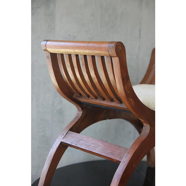 1950's French Shearling Curule Stool | Chairish