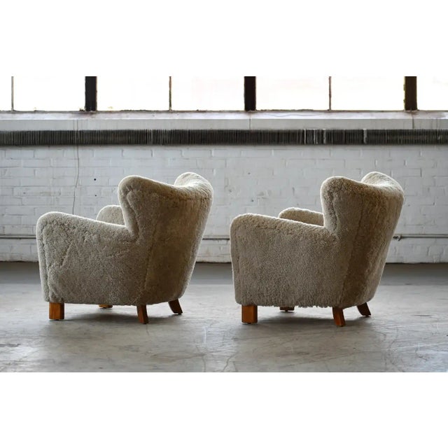 Pair of 1940's Style Classic Club or Lounge Chairs in Grey Shearling ...