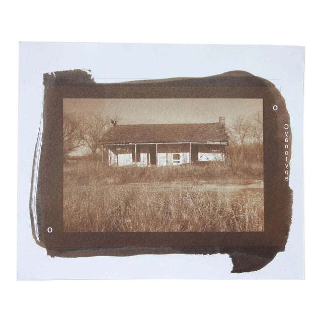 Vintage Cyanotype Old Farmhouse Sepia Photograph | Chairish