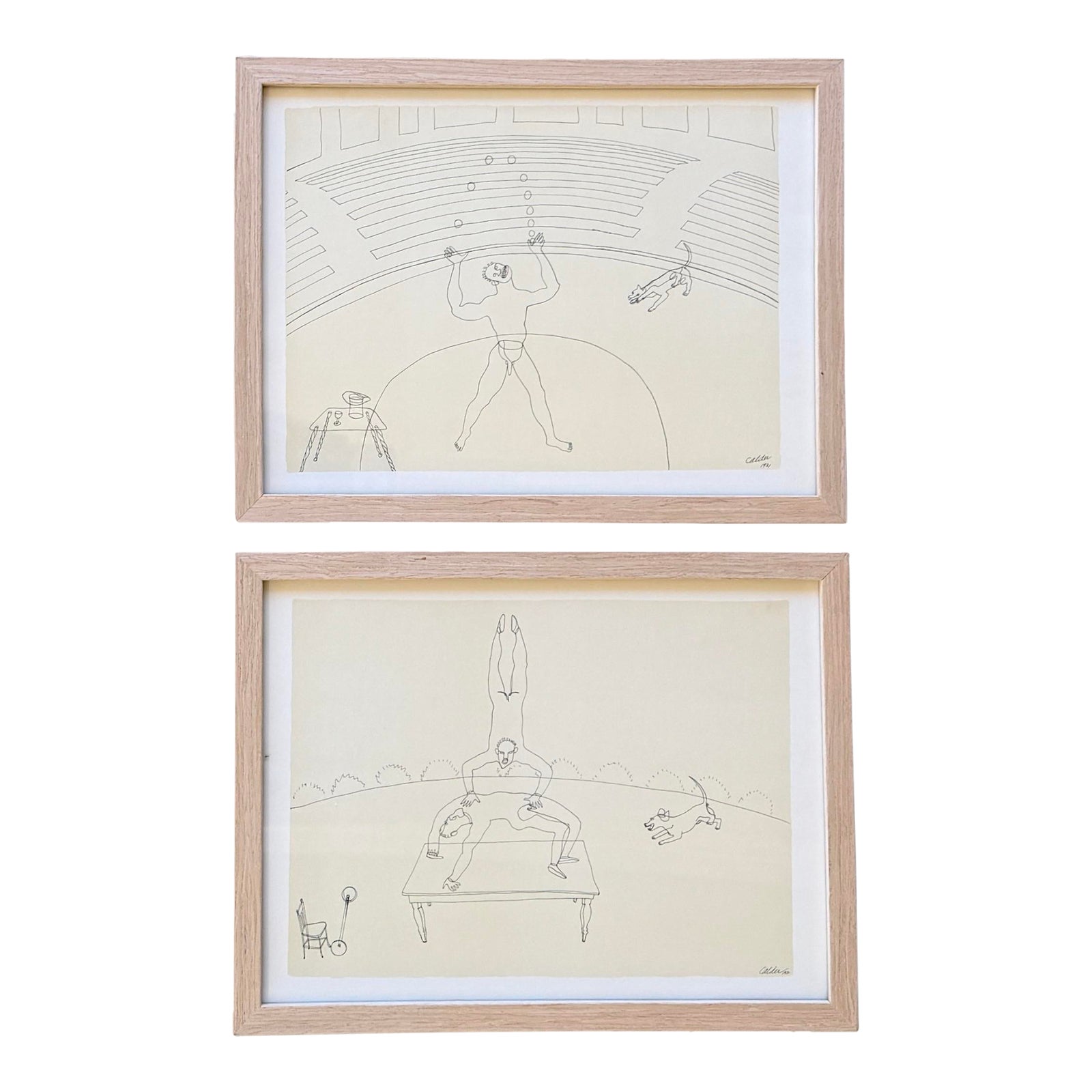 1960s Alexander Calder - 2 Framed Circus Drawings | Chairish