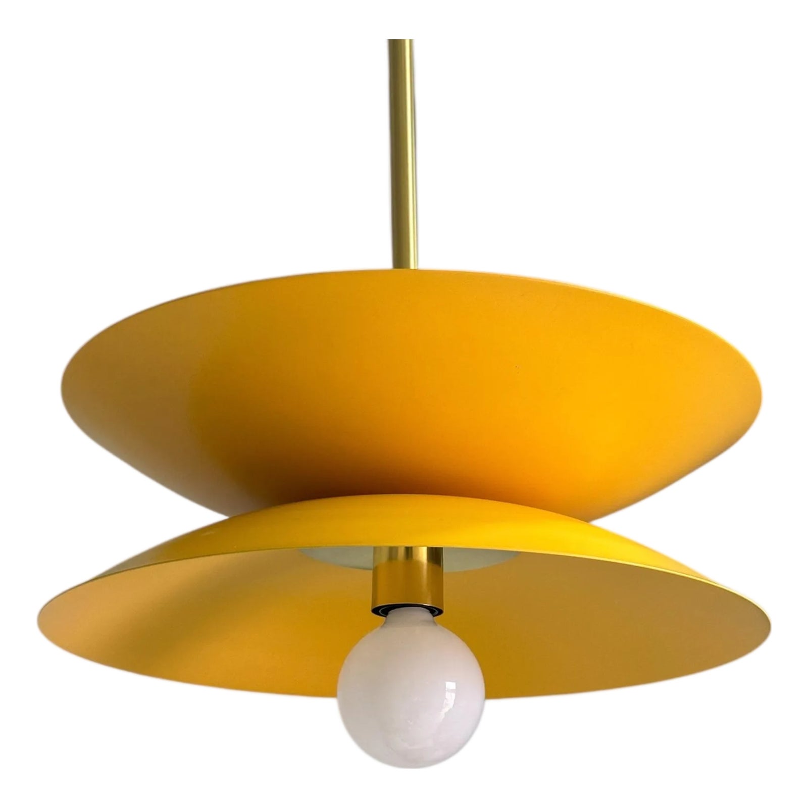 Modern Handcrafted Brass and Mustard Yellow Metal Pendant Light Fixture ...