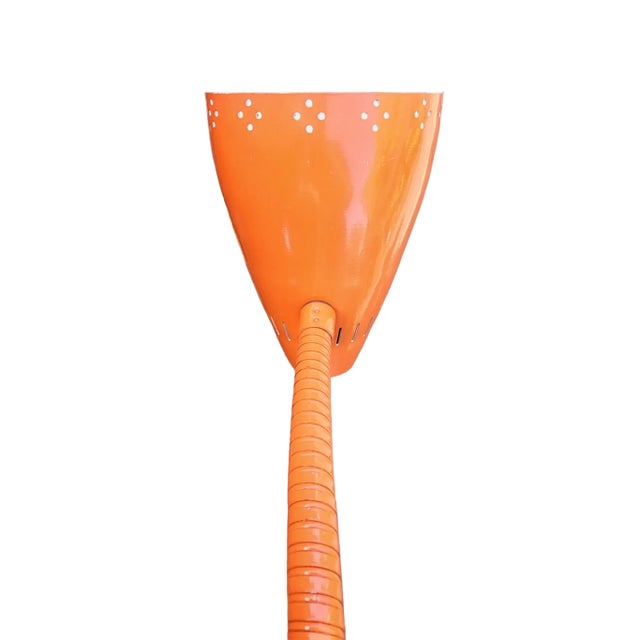 Vintage Orange Painted Metal Adjustable Gooseneck Desk Task Lamp | Chairish