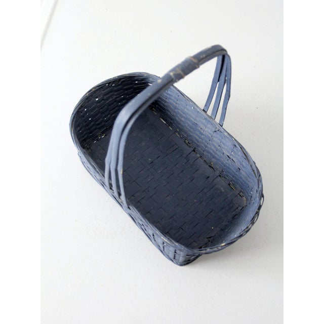 Vintage Blue Wicker Basket | Chairish