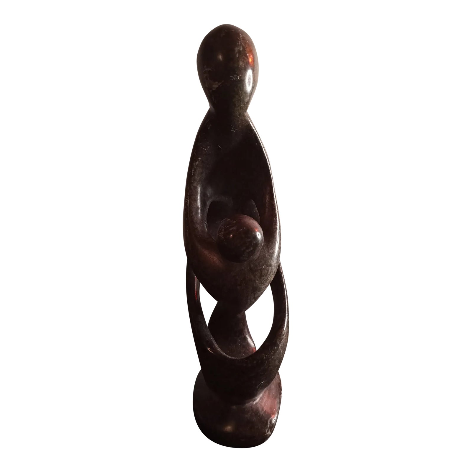 1980s Solid Marble Carved Mother-Child Sculpture | Chairish