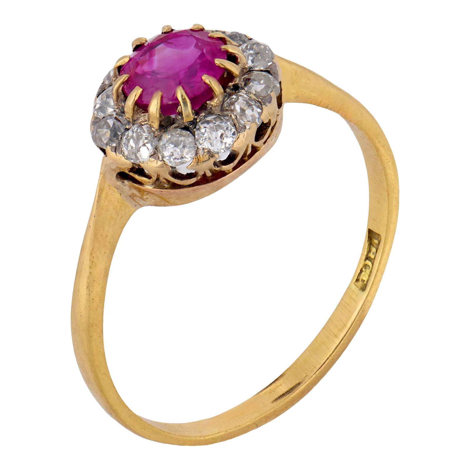 19th Century Victorian Gia Burma No Heat Ruby Diamond 18k Yellow Gold ...