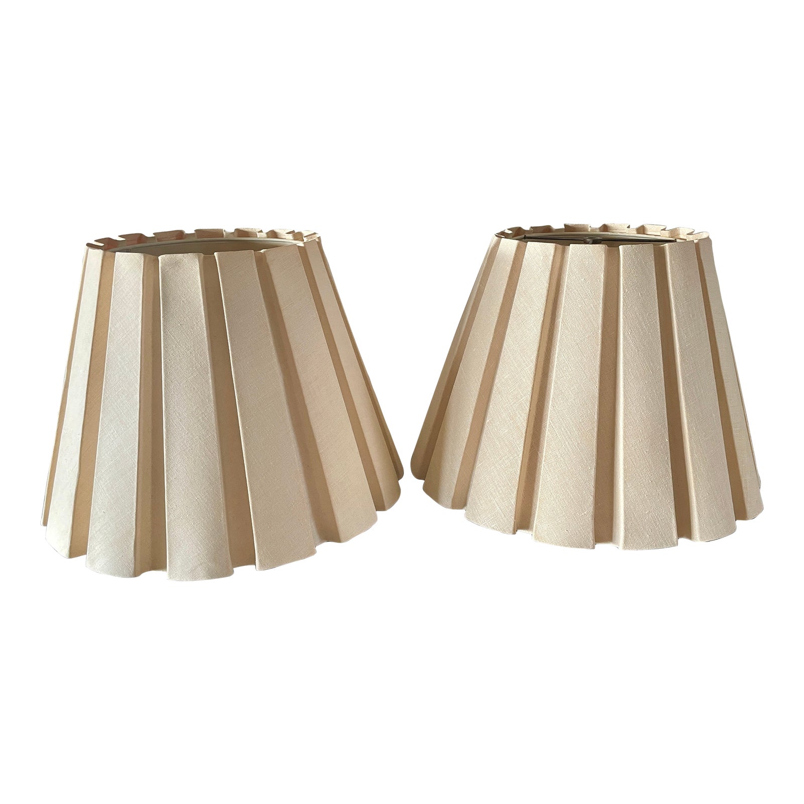 Mid Century Leonard R. Foss Studios Pleated Fluted Cream Linen Lamp ...