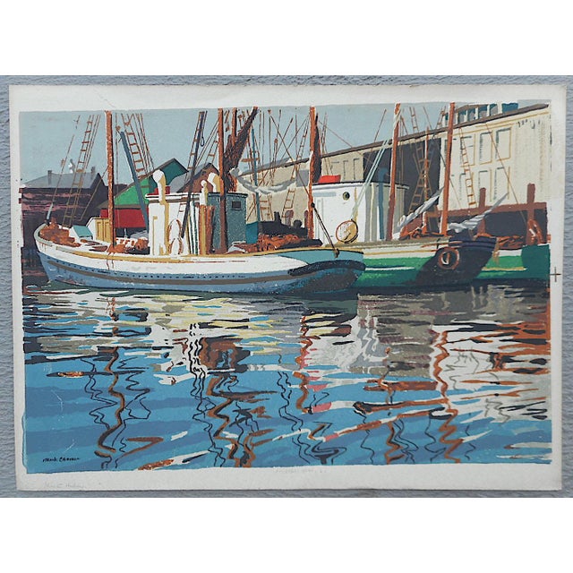 Large Ltd. Ed. Vintage Serigraph By Mark Coomer-"Glouster Harbor ...