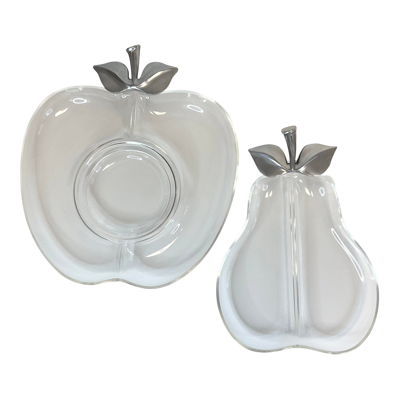 1980s Vintage Lucite Apple & Pear Divided Serving Dishes - Set of 2 ...