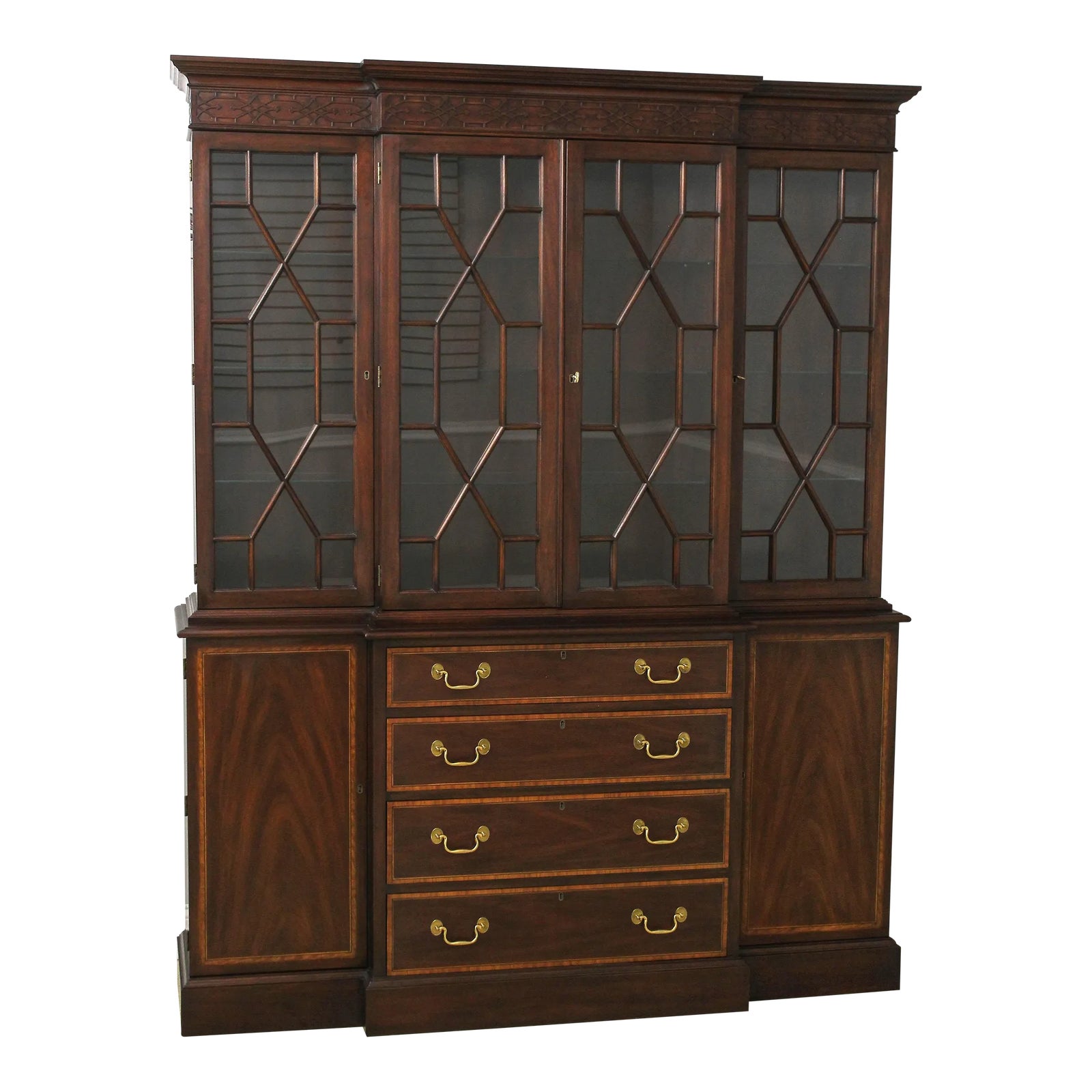 Henkel Harris Model 2365 Chippendale Mahogany Breakfront | Chairish