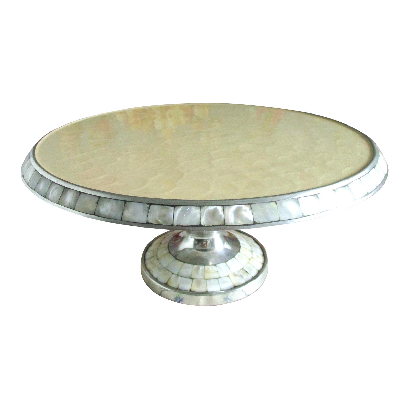 Julia Knight Classic Cake Stand With Inlayed Mother-Of-Pearl | Chairish