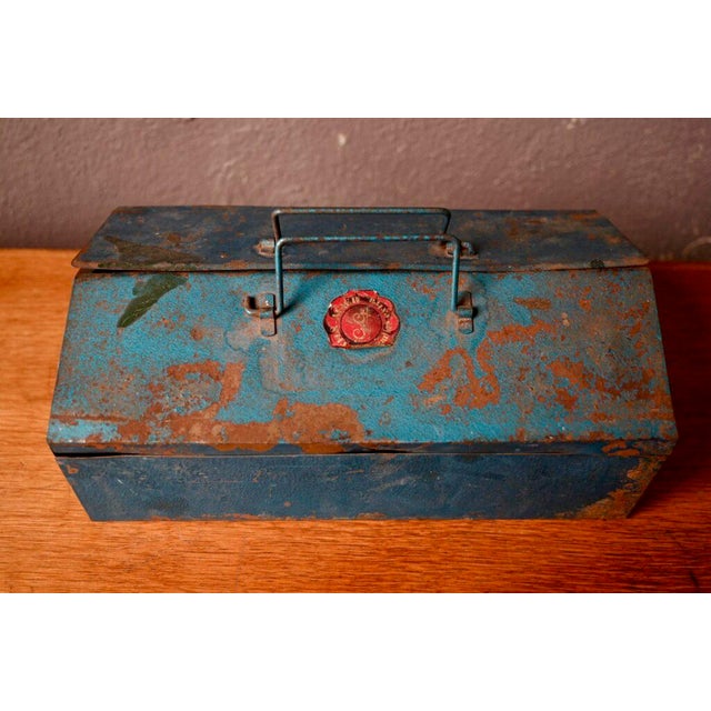 Blue Metal Tool Box, 1950s | Chairish