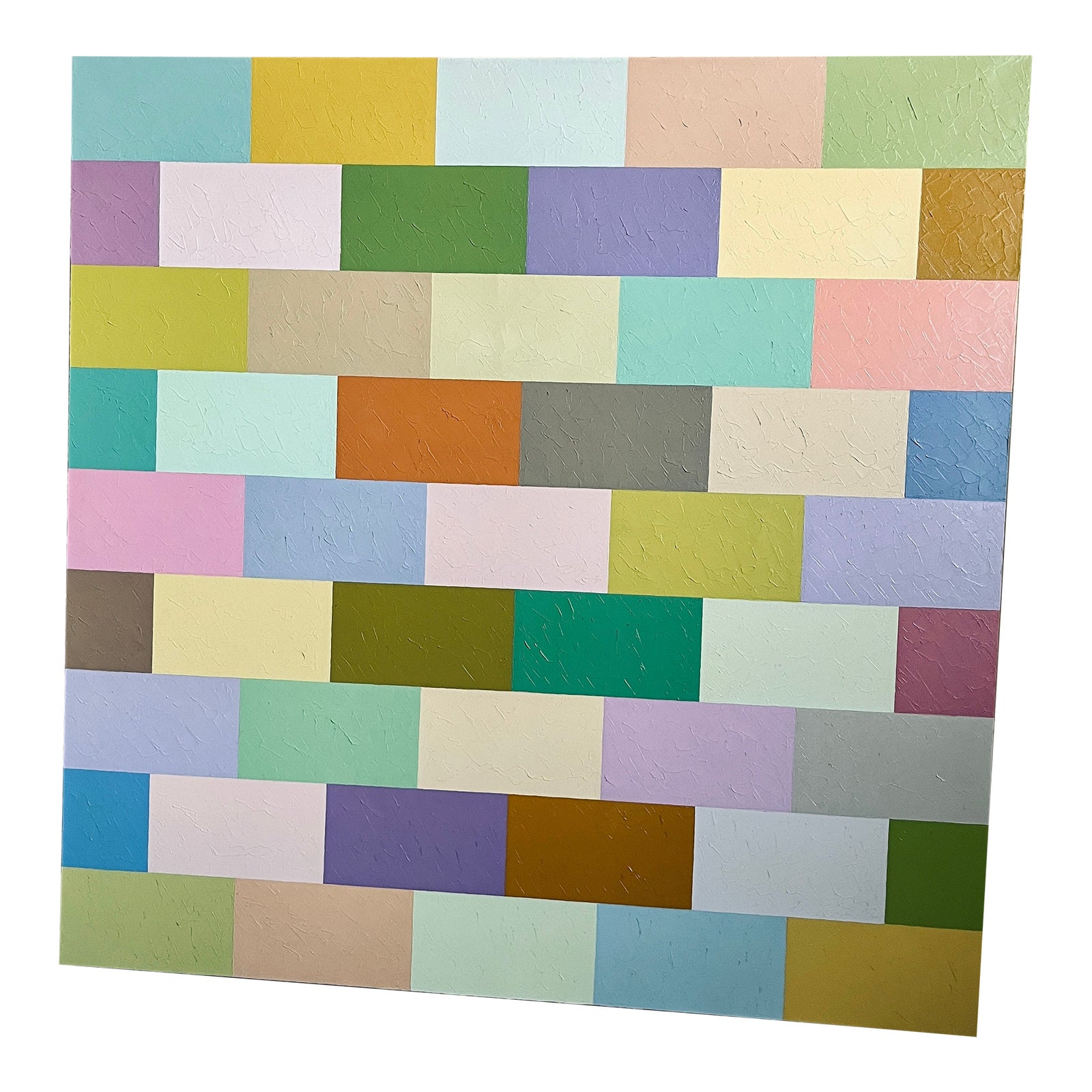 "Running III" Abstract Geometric Color Grid, Oil Painting on Canvas by ...