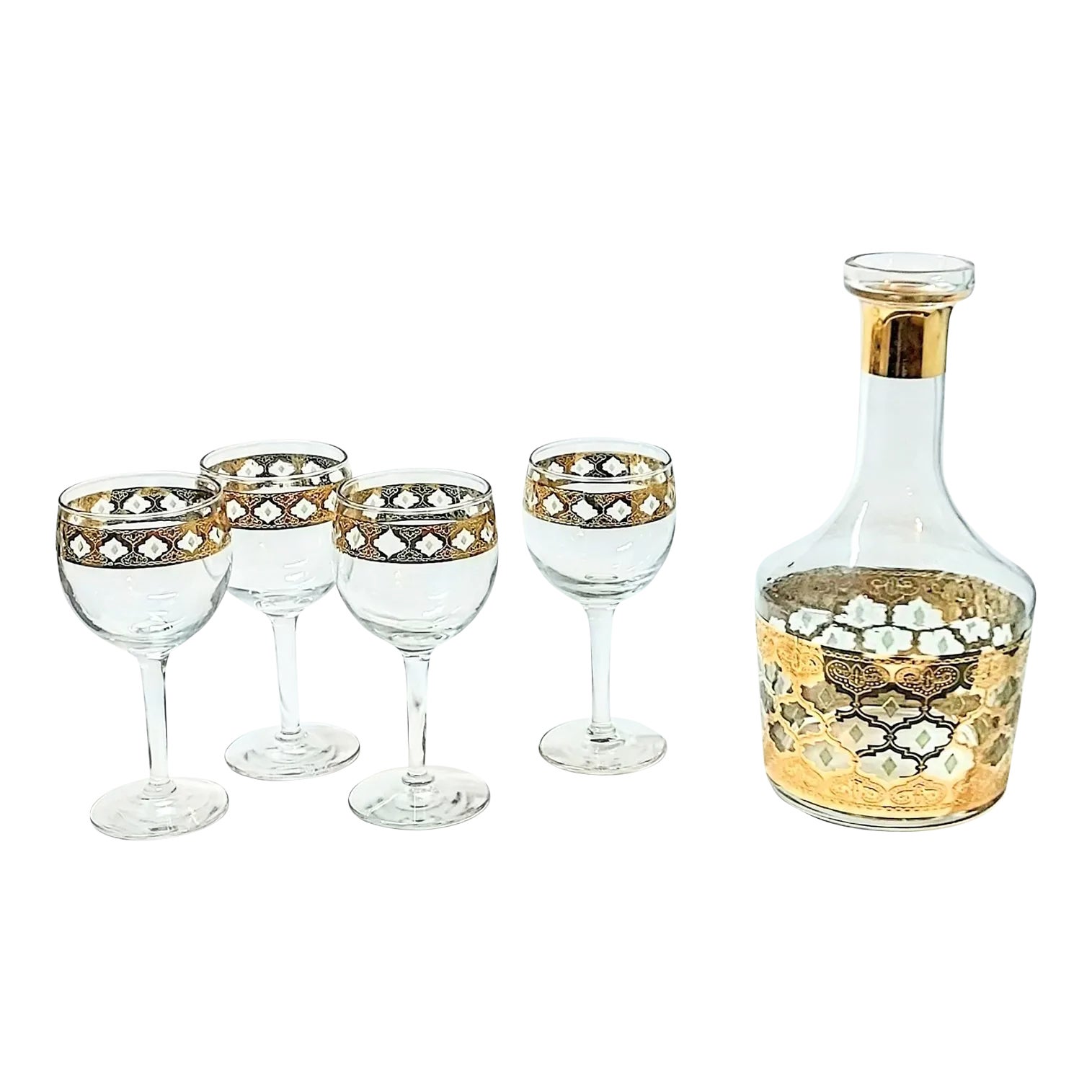 Culver Wine Goblets & Decanter- Set of 5 | Chairish
