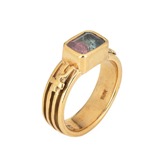 Loree Rodkin Watermelon Tourmaline 18k Gold Band Ring Size 7.5 | Chairish