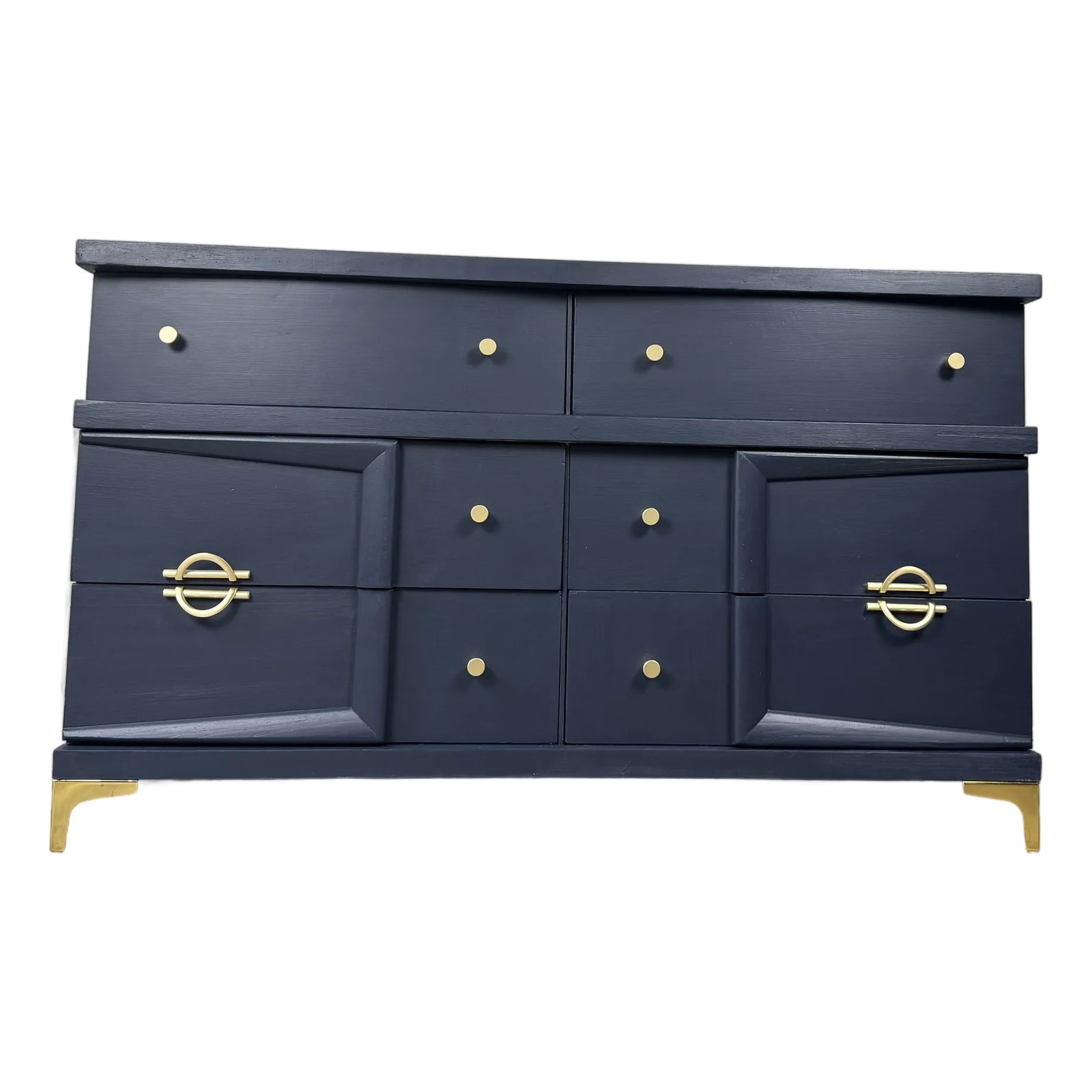 1960s Mid-Century Modern Navy Blue Long Dresser | Chairish