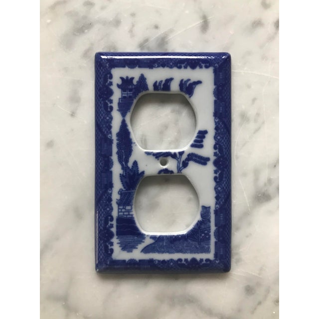 Asian Porcelain “Blue Willow” Light Switch Plate Cover Double Socket ...
