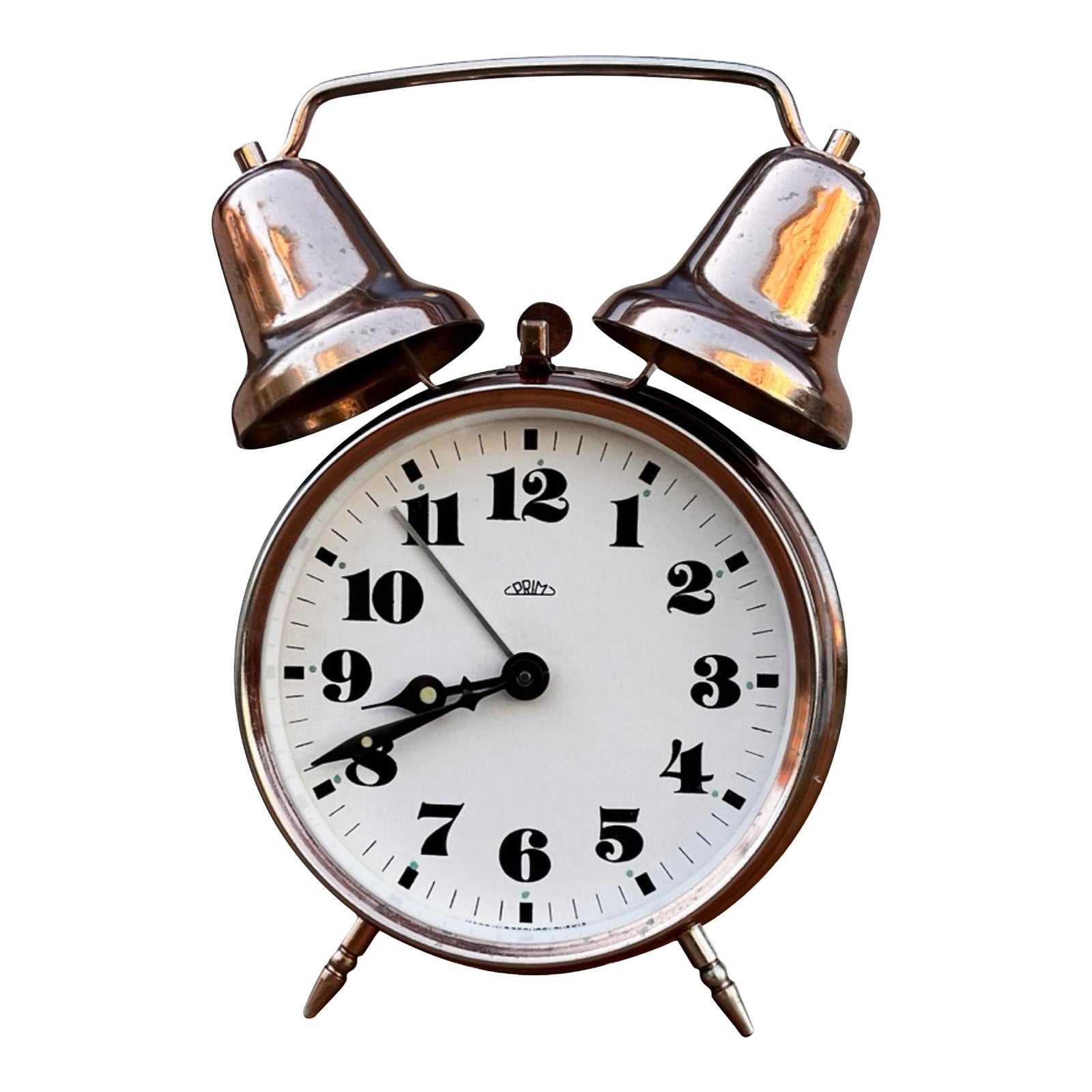 Prim Copper Mechanical Alarm Clock, Czechoslovakia, 1970s. | Chairish