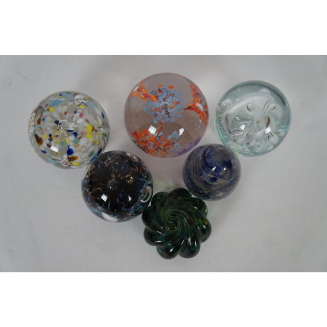 Set of 6 Vintage Hand Blown Studio Art Glass Paperweights Jim Karg ...