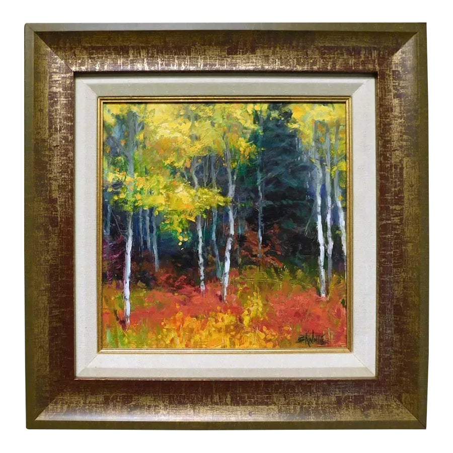 Eric Wallis "Aspen I" Expressionist Forest Landscape Tree Original Oil ...