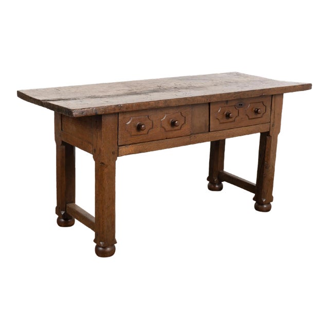 Dark Oak Console Table With Two Drawers, Spain 1800's | Chairish