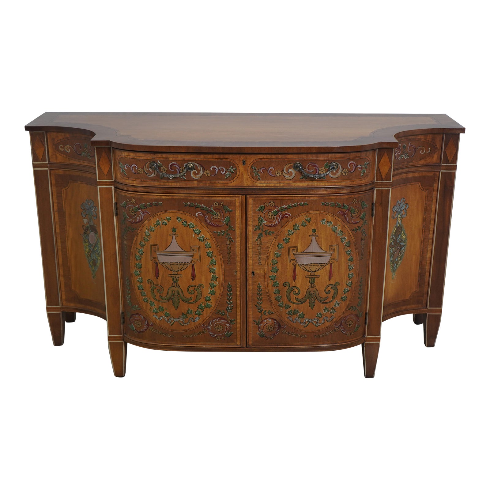 Wellington Hall Adams Paint Decorated Commode Server | Chairish